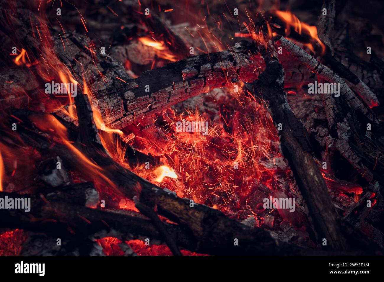 Beautiful bonfire with sparks flying upwards Stock Photo - Alamy
