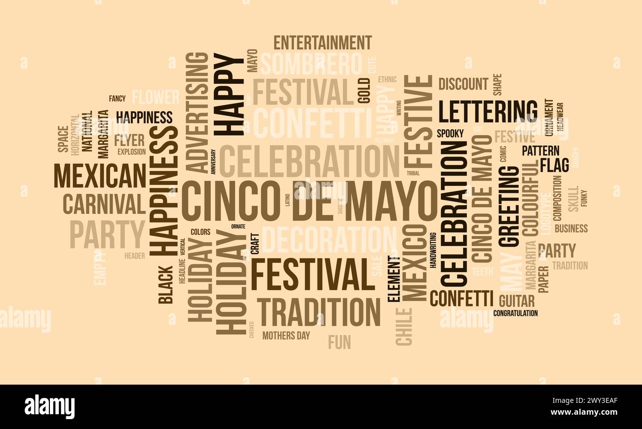 Cinco de Mayo word cloud template. Cultural concept vector background ...