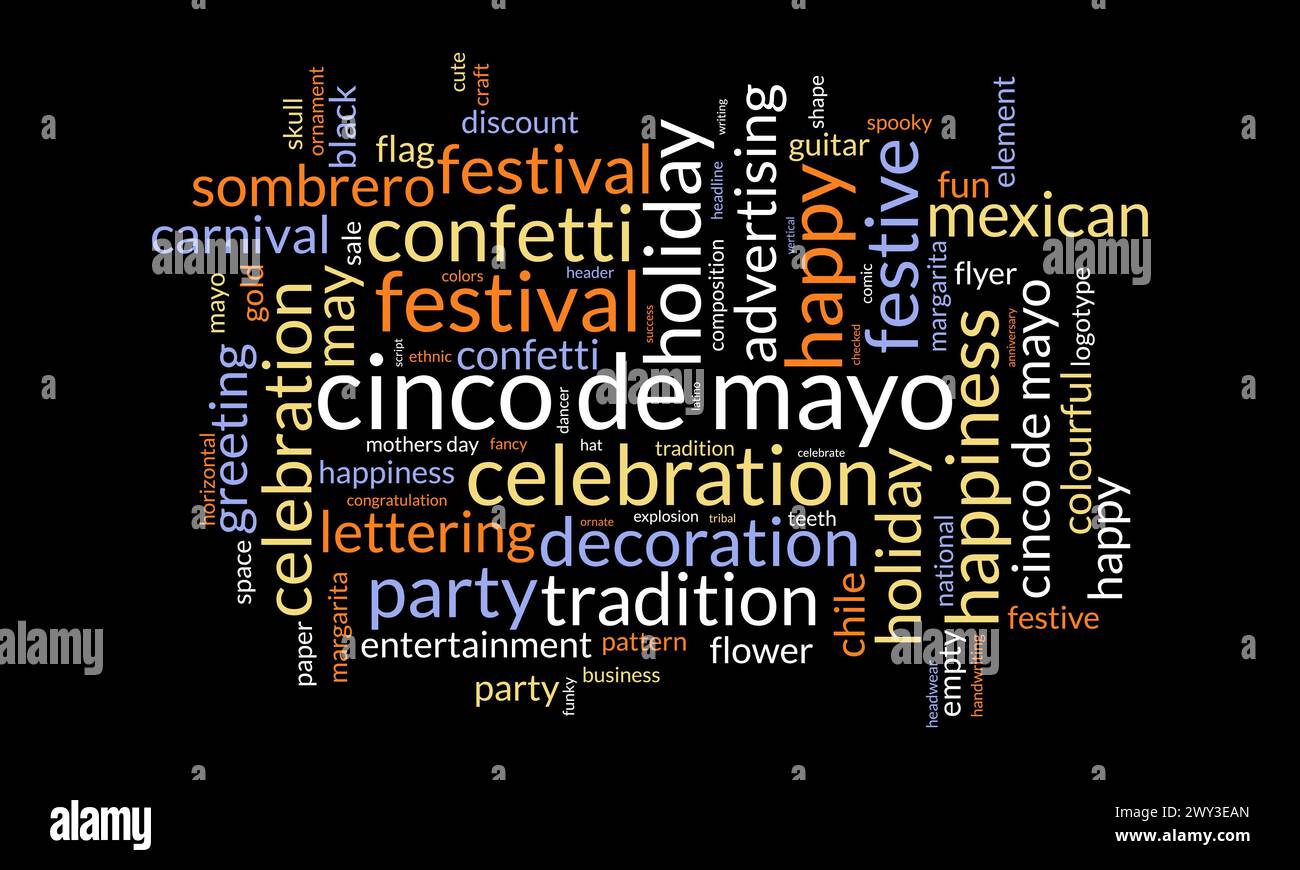 Cinco de Mayo word cloud template. Cultural concept vector background ...