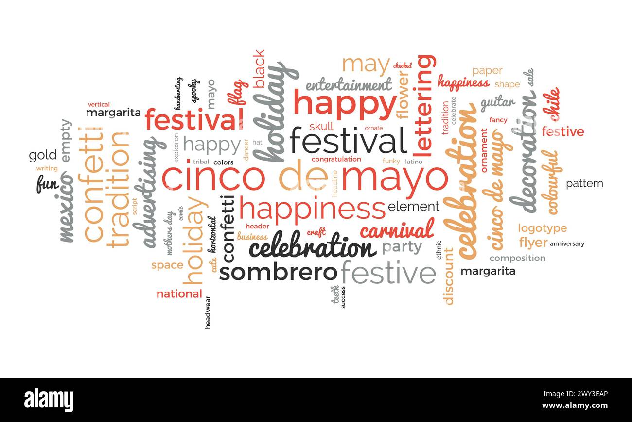 Cinco de Mayo word cloud template. Cultural concept vector background ...
