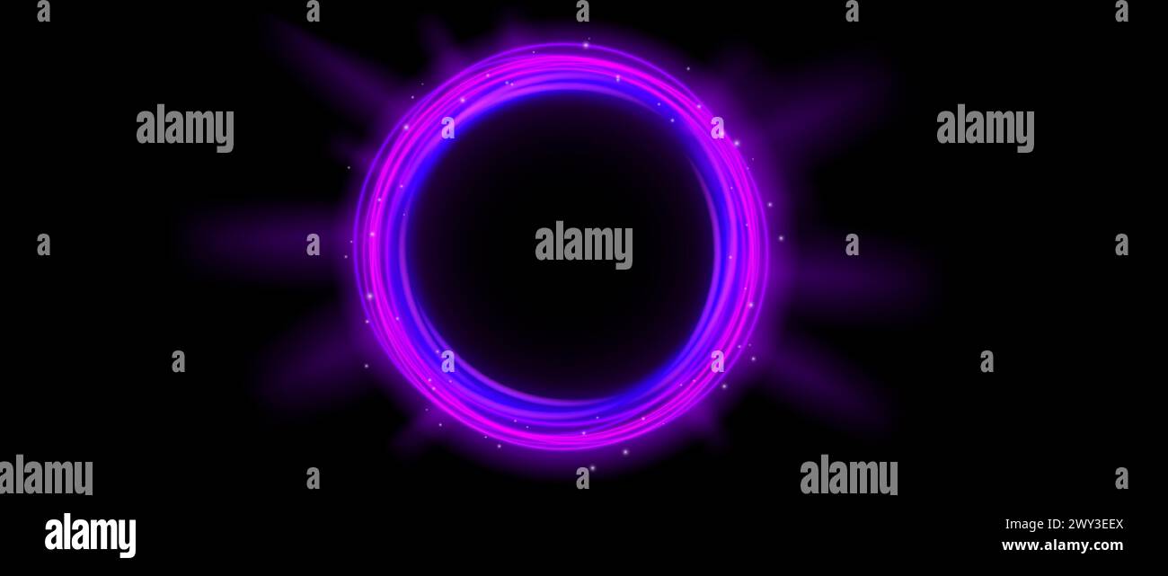 Purple glowing portal concept. Violet neon holographic teleport gate on ...