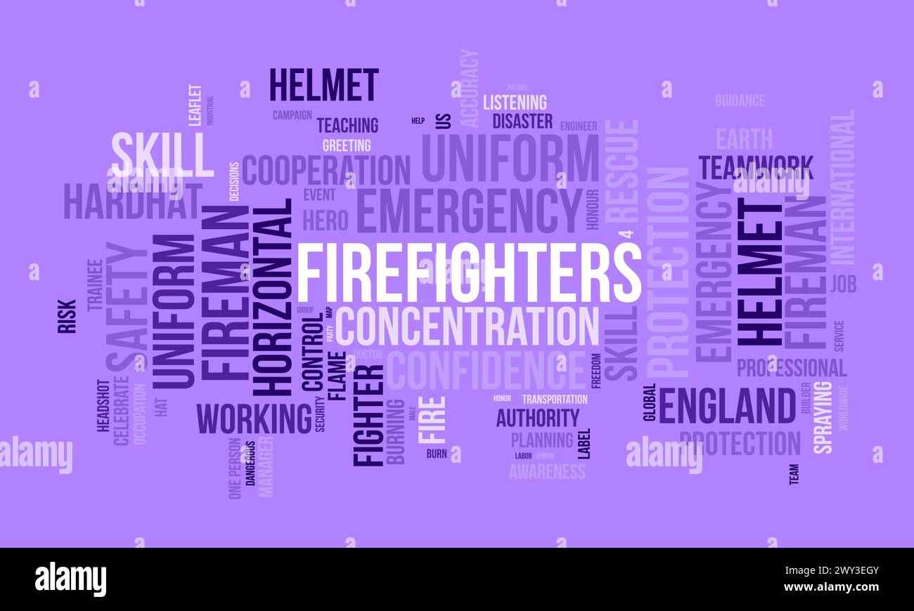 Firefighters Day word cloud template. Career awareness concept vector background Stock Vector ...