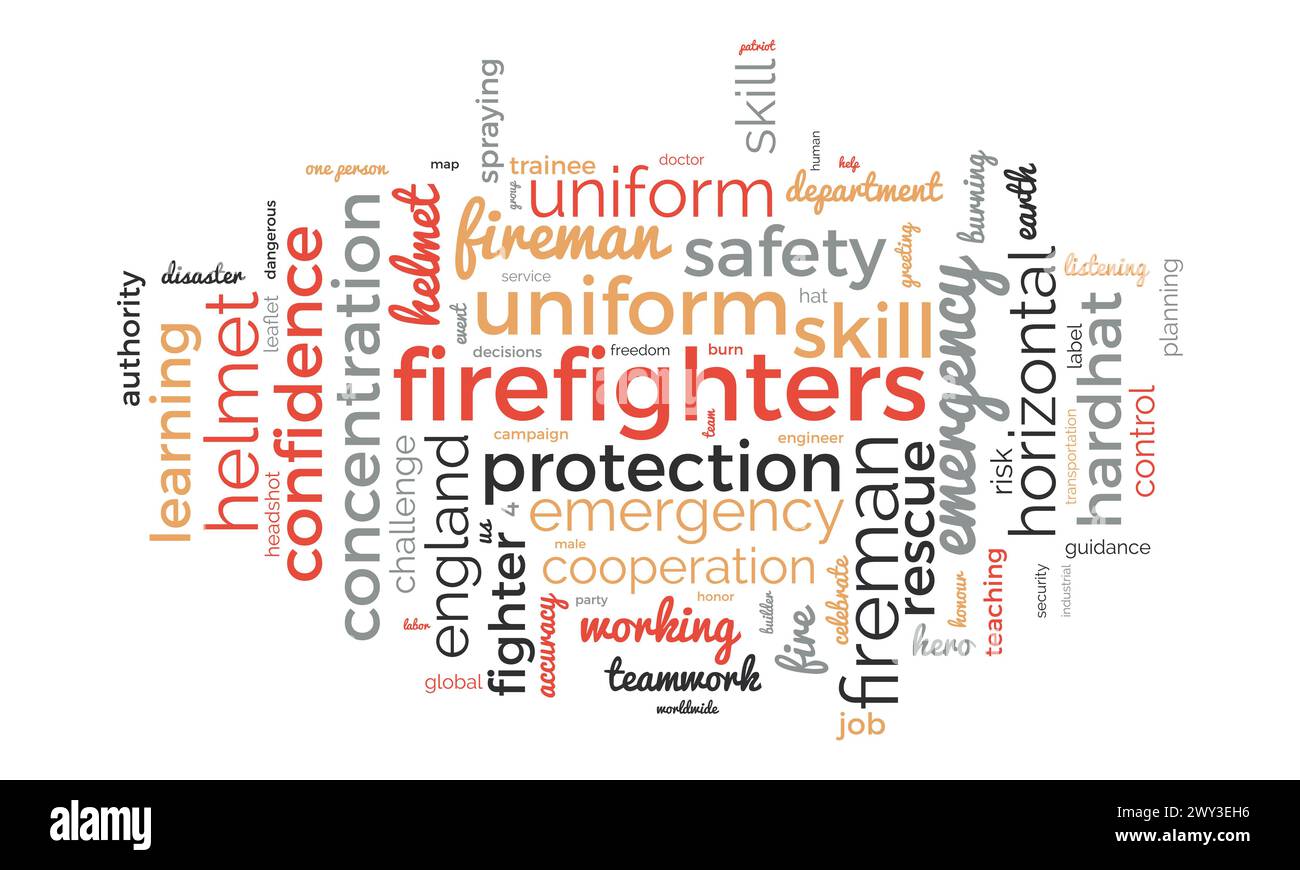 Firefighters Day word cloud template. Career awareness concept vector ...