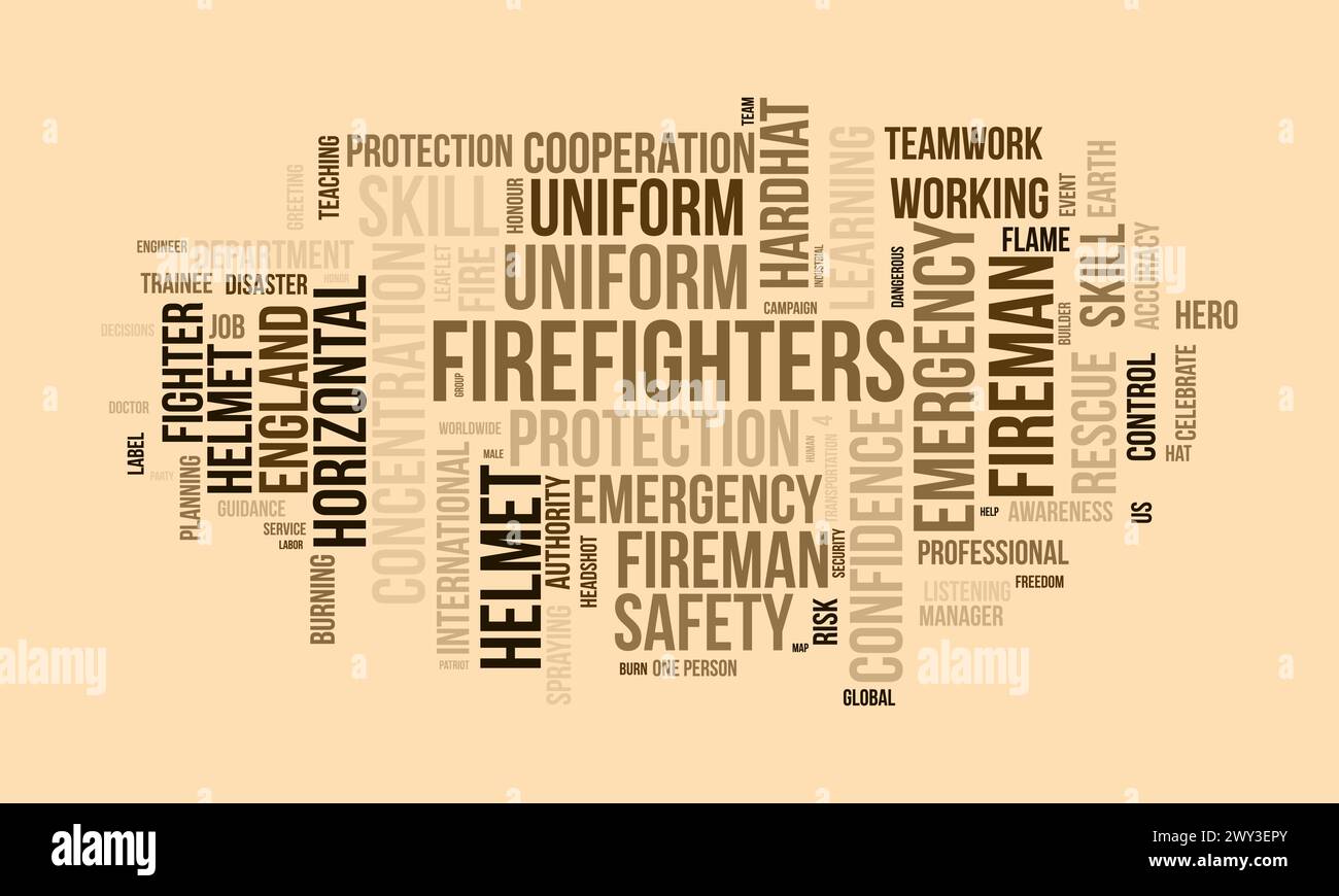 Firefighters Day word cloud template. Career awareness concept vector ...