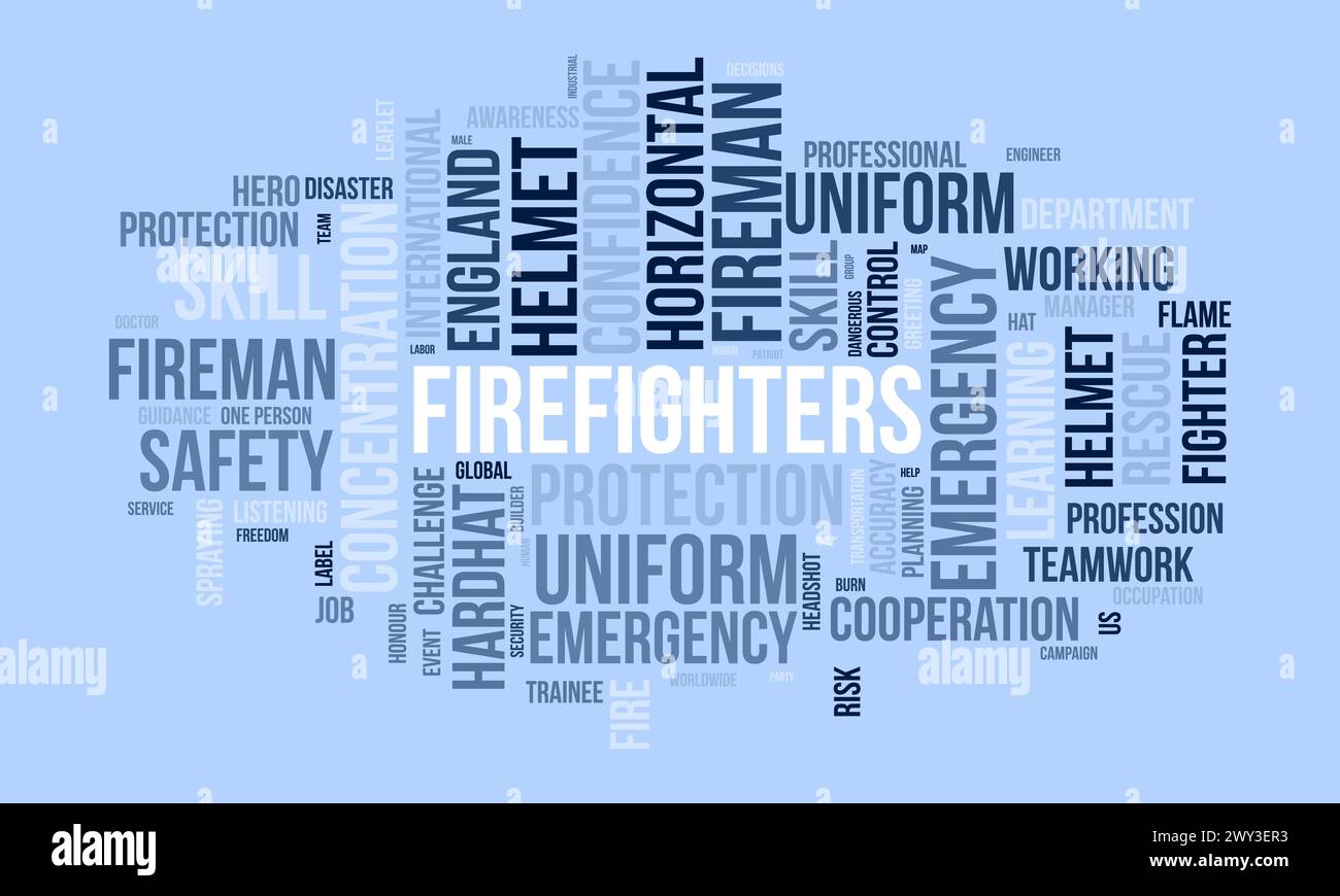 Firefighters Day word cloud template. Career awareness concept vector ...