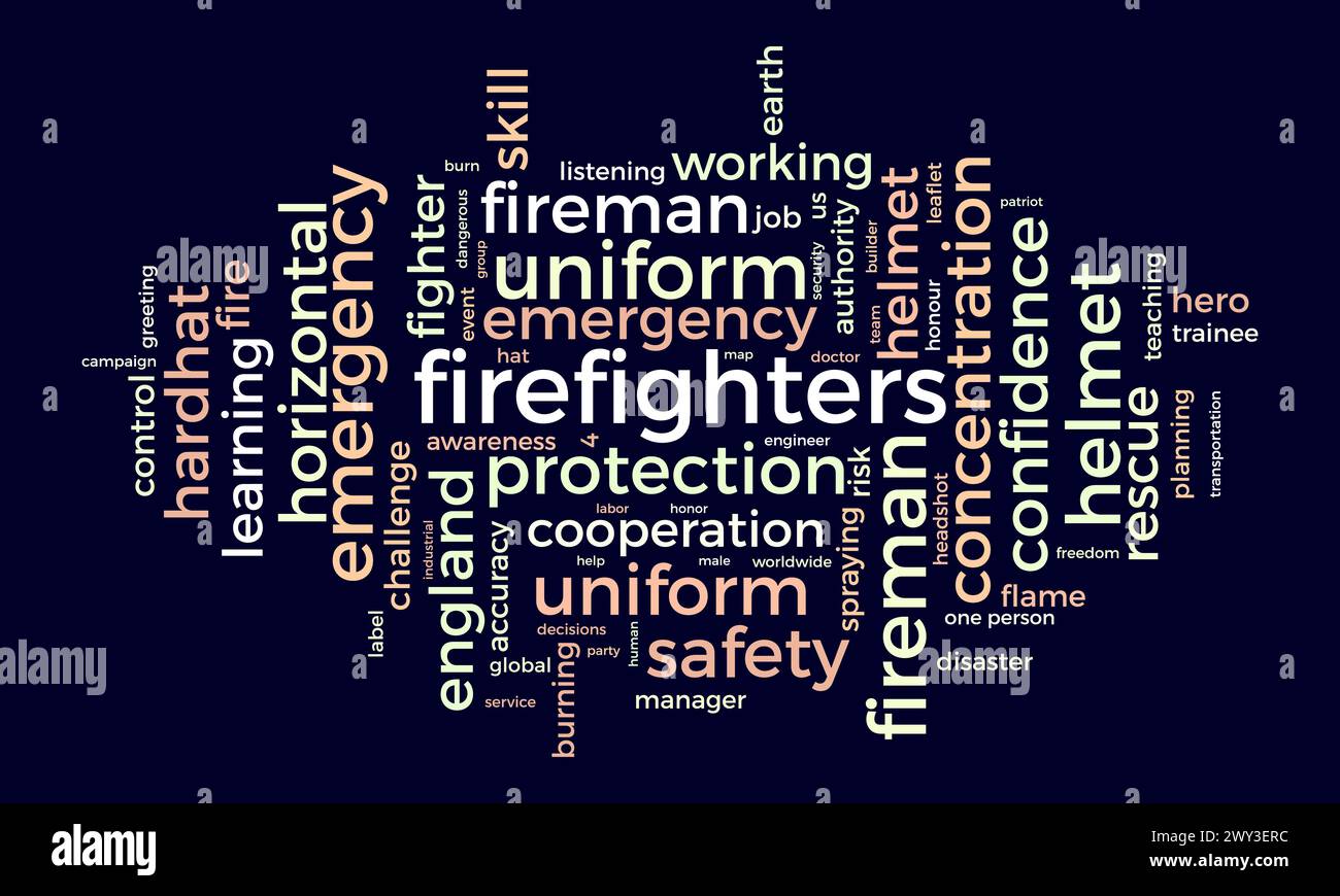 Firefighters Day word cloud template. Career awareness concept vector ...