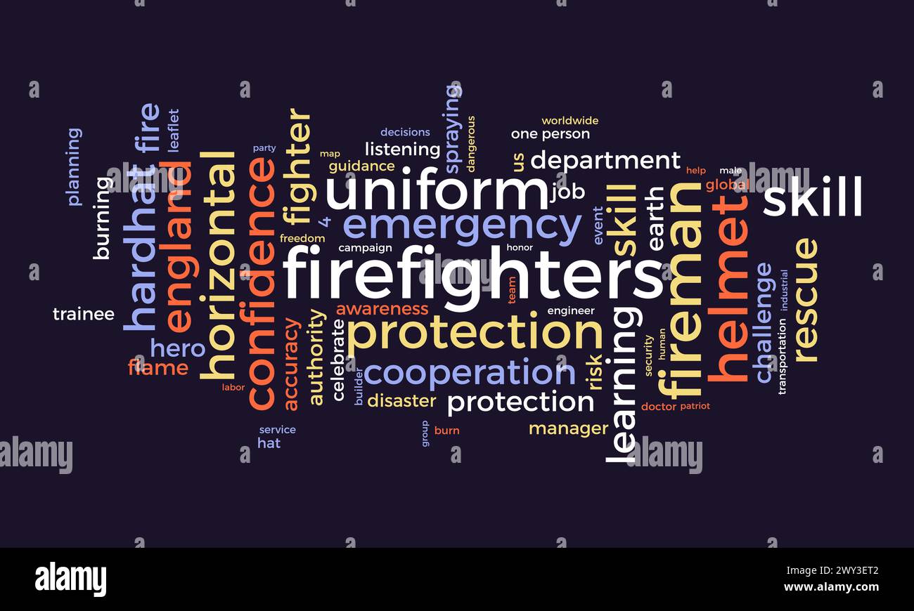Firefighters Day word cloud template. Career awareness concept vector ...