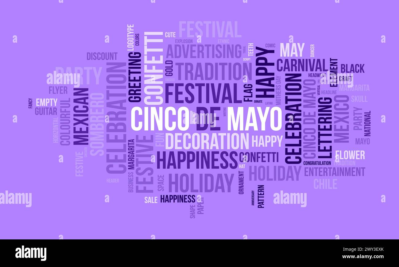 Cinco de Mayo word cloud template. Cultural concept vector background ...