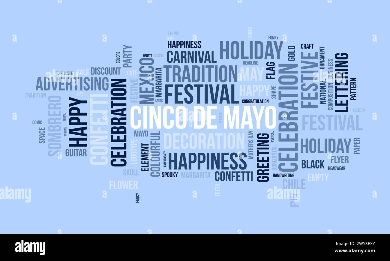 Cinco de Mayo word cloud template. Cultural concept vector background ...