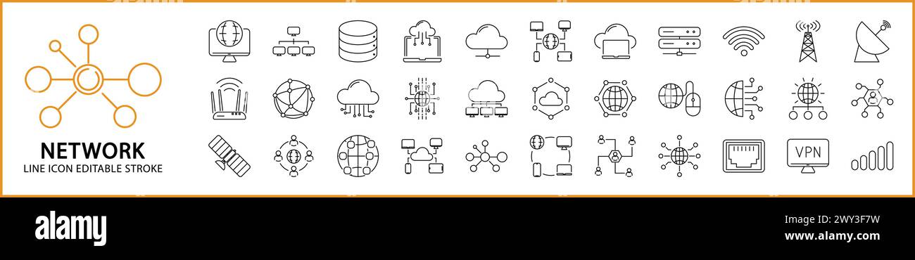 Network icons. Network icon set. Network line icons. Vector ... Network icons. Network icon set. Network line icons. Vector ...
