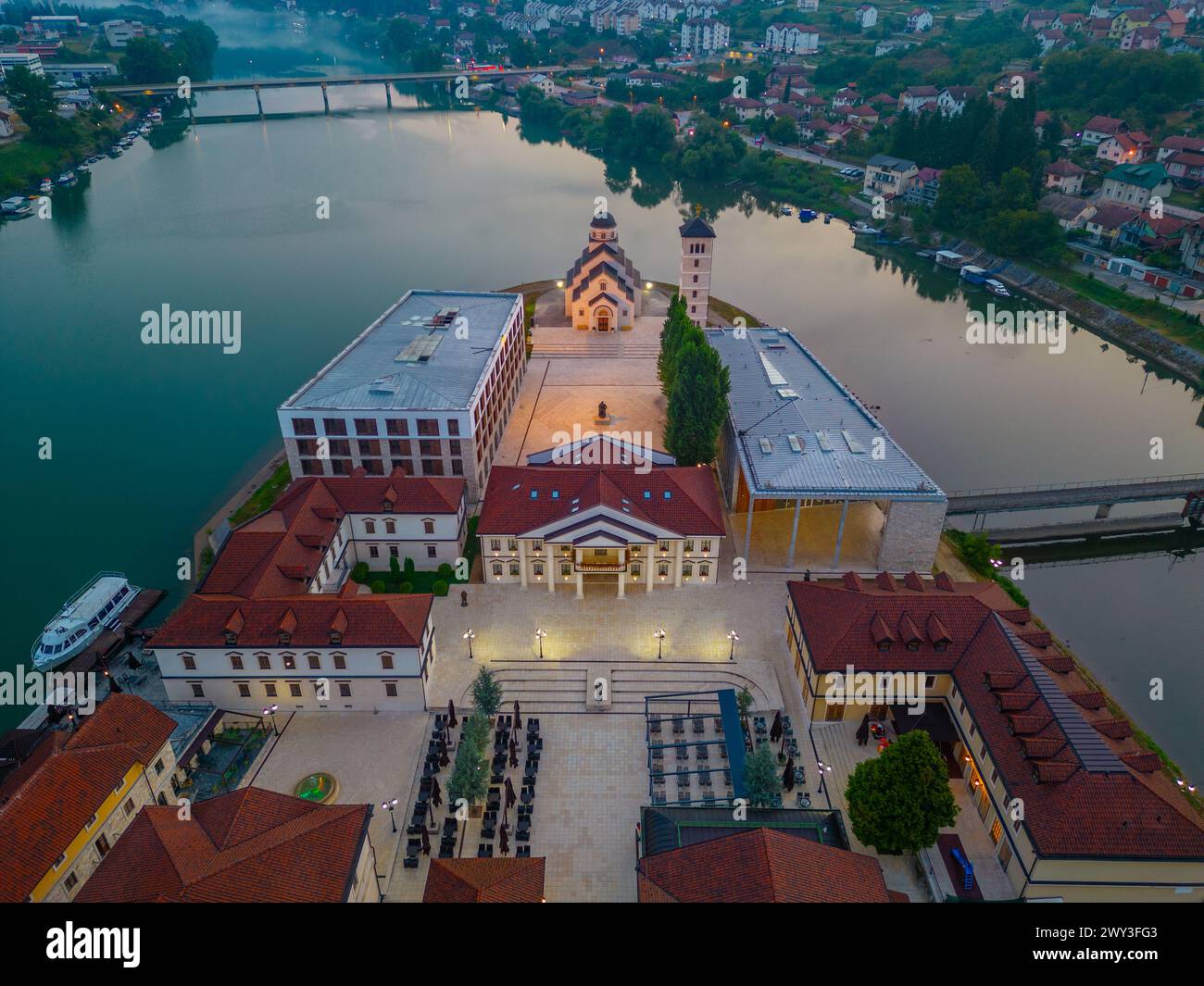 Night view of Andricgrad in Bosnia and Herzegovina Stock Photo - Alamy