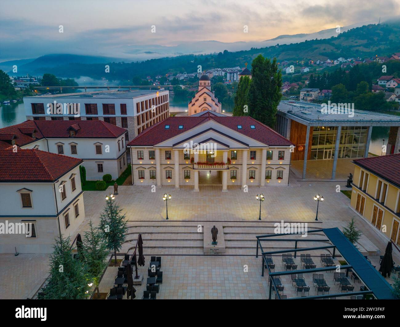 Night view of Andricgrad in Bosnia and Herzegovina Stock Photo - Alamy