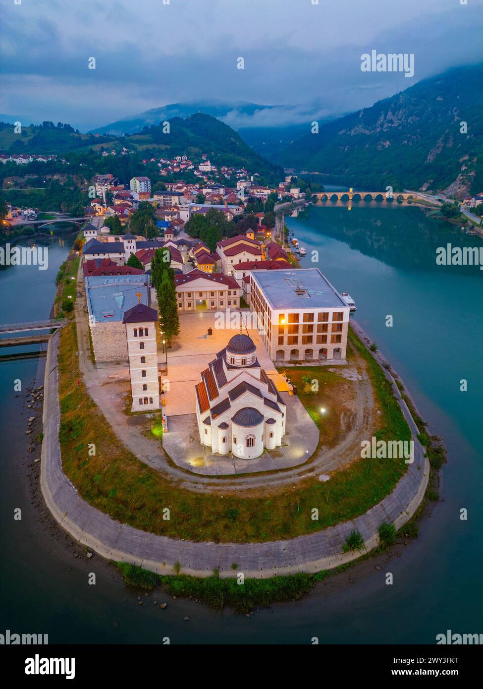 Night view of Andricgrad in Bosnia and Herzegovina Stock Photo - Alamy