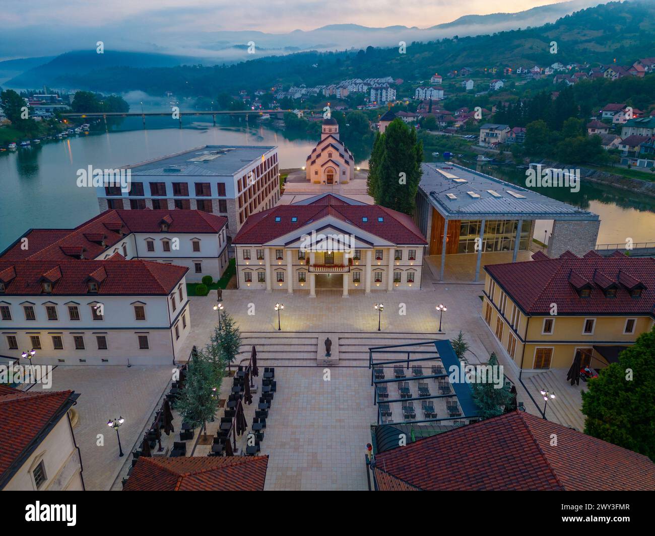 Night view of Andricgrad in Bosnia and Herzegovina Stock Photo - Alamy