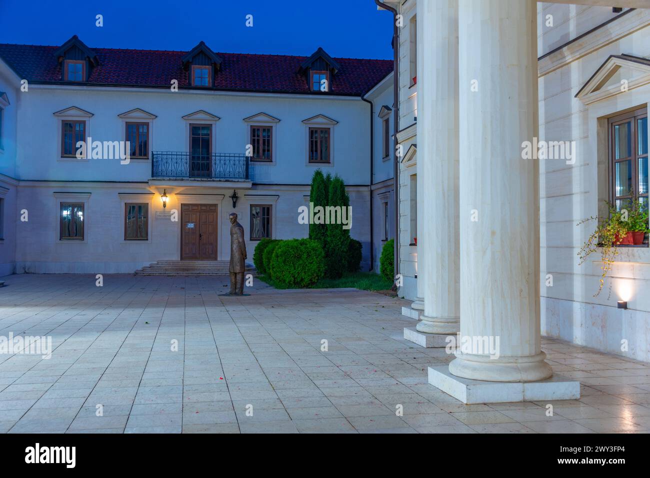 Night view of Visegrad municipality in Andricgrad in Bosnia and ...