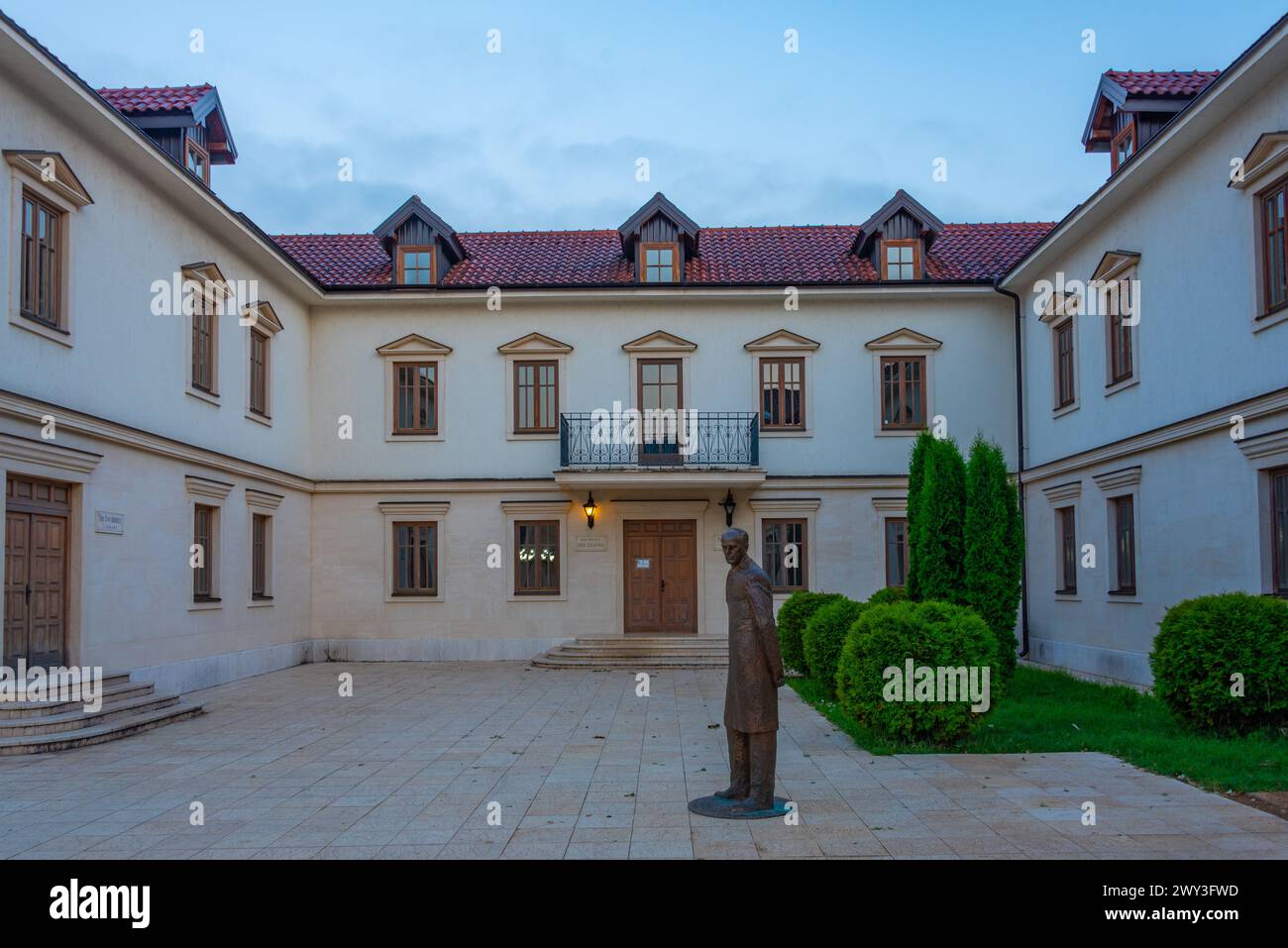 Illuminated street in Andricgrad, Visegrad, Bosnia and Herzegovina ...