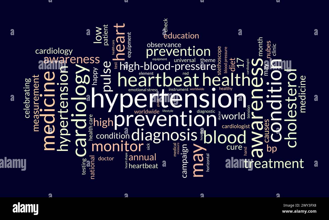 Hypertension word cloud template. Health awareness concept vector ...