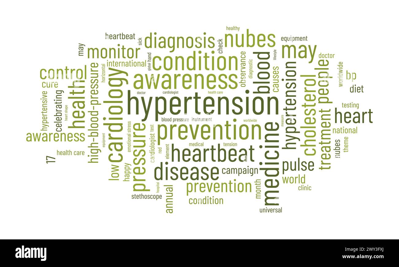 Hypertension word cloud template. Health awareness concept vector ...