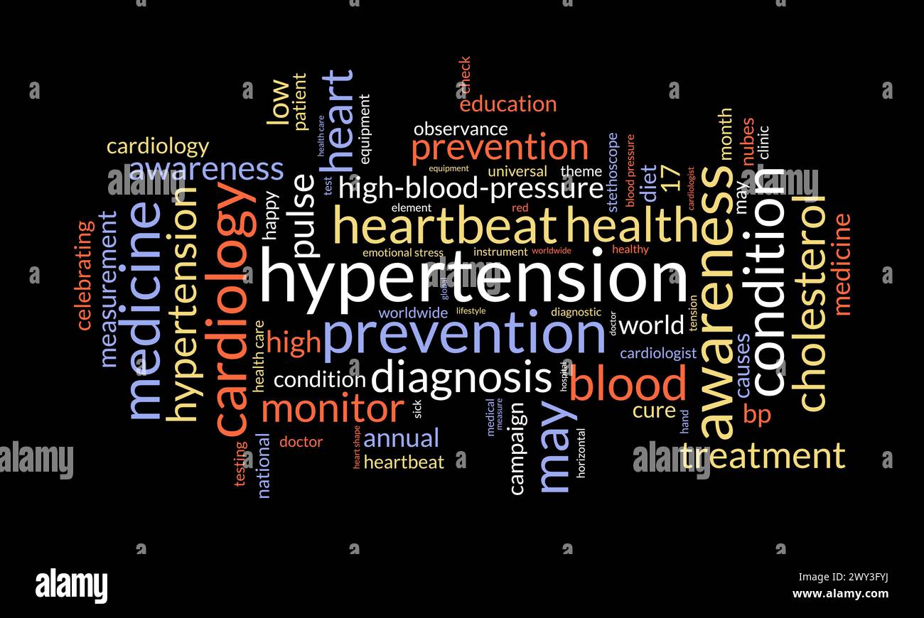 Hypertension word cloud template. Health awareness concept vector ...