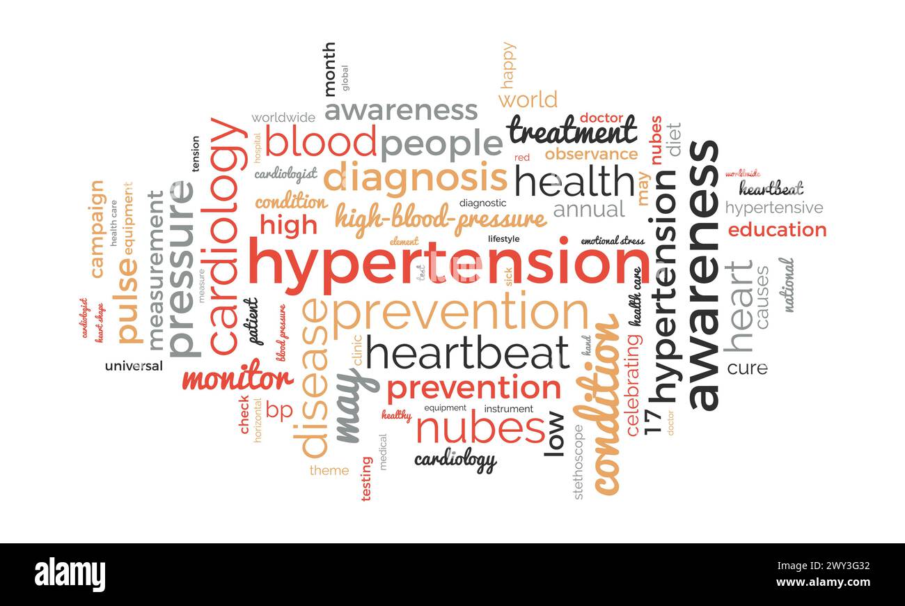 Hypertension word cloud template. Health awareness concept vector ...