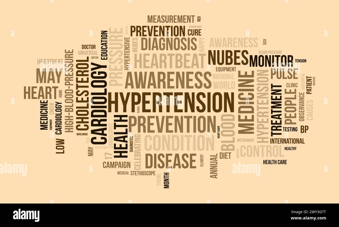 Hypertension word cloud template. Health awareness concept vector ...
