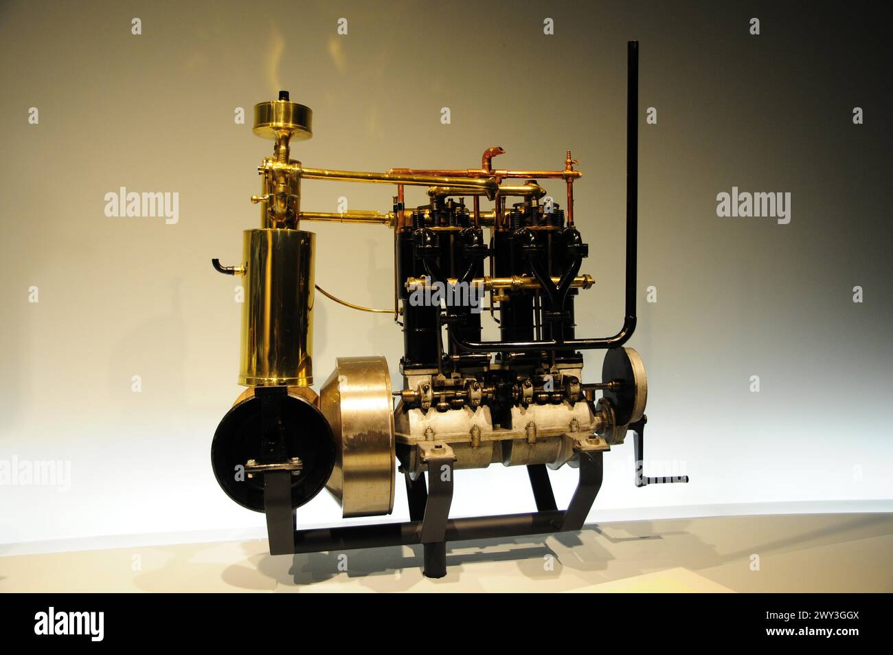 Detailed photograph of a historic engine from the early days of ...