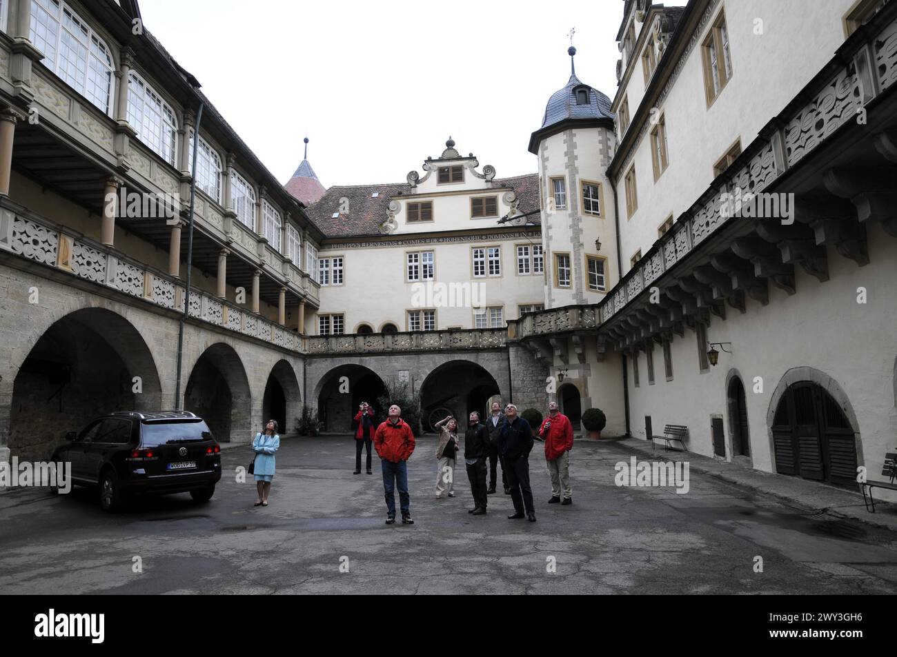 Langenburg Castle, People in the courtyard of a historic building with ...