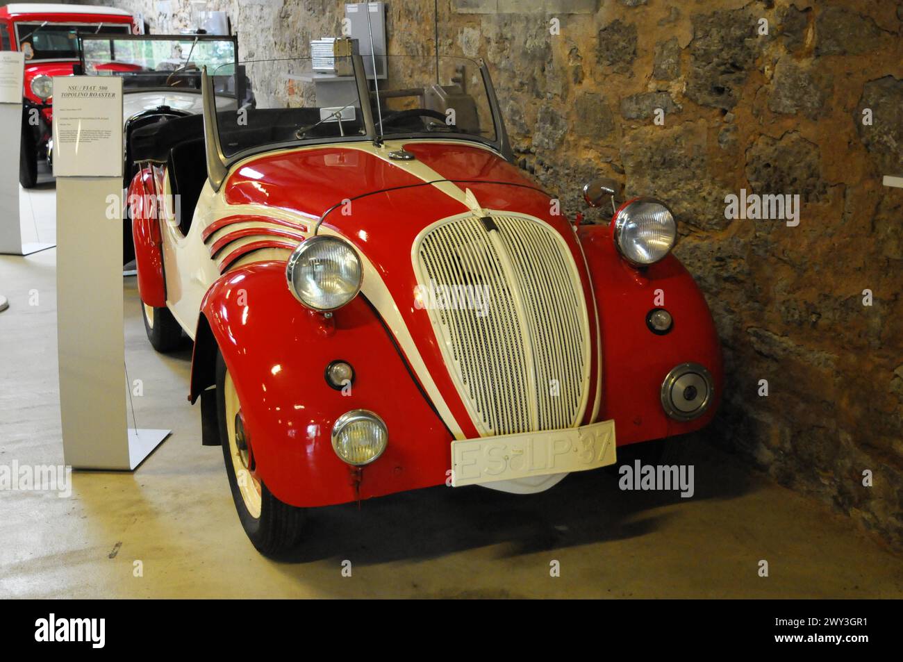 Deutsches Automuseum Langenburg, A red vintage car on display in a car ...