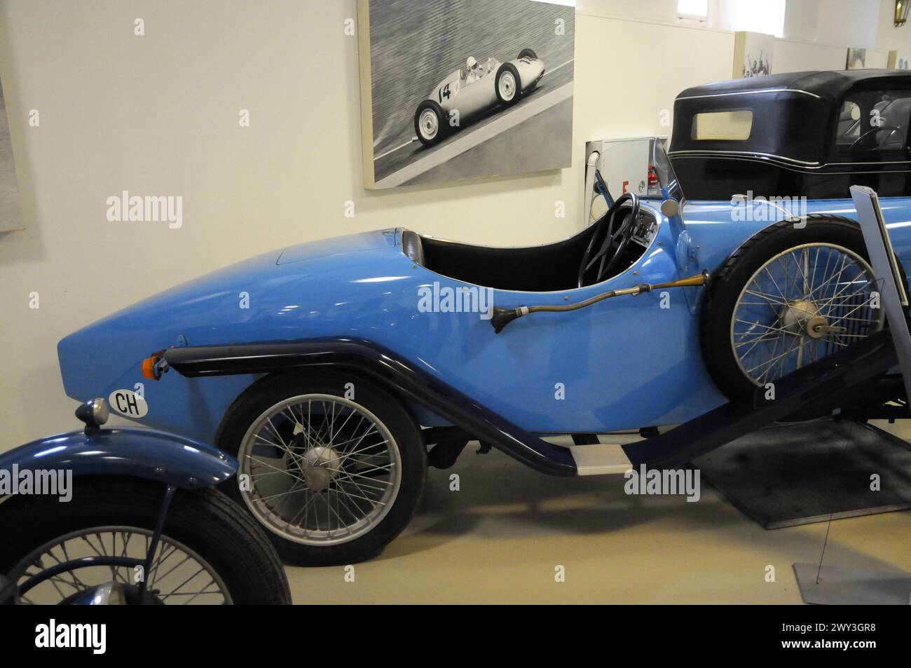 Deutsches Automuseum Langenburg, A blue classic racing car on display ...