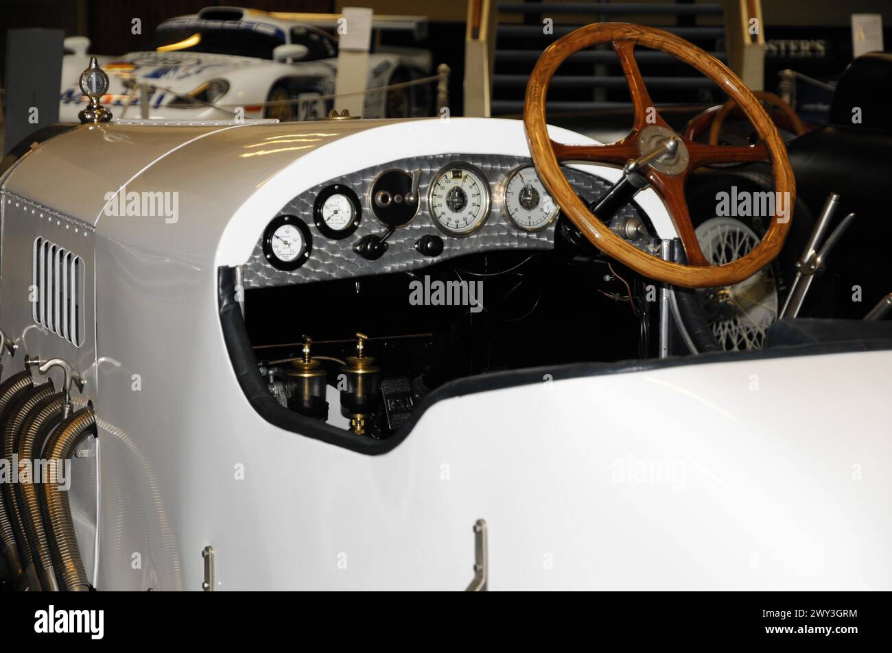 Deutsches Automuseum Langenburg, View into the cockpit of a white ...