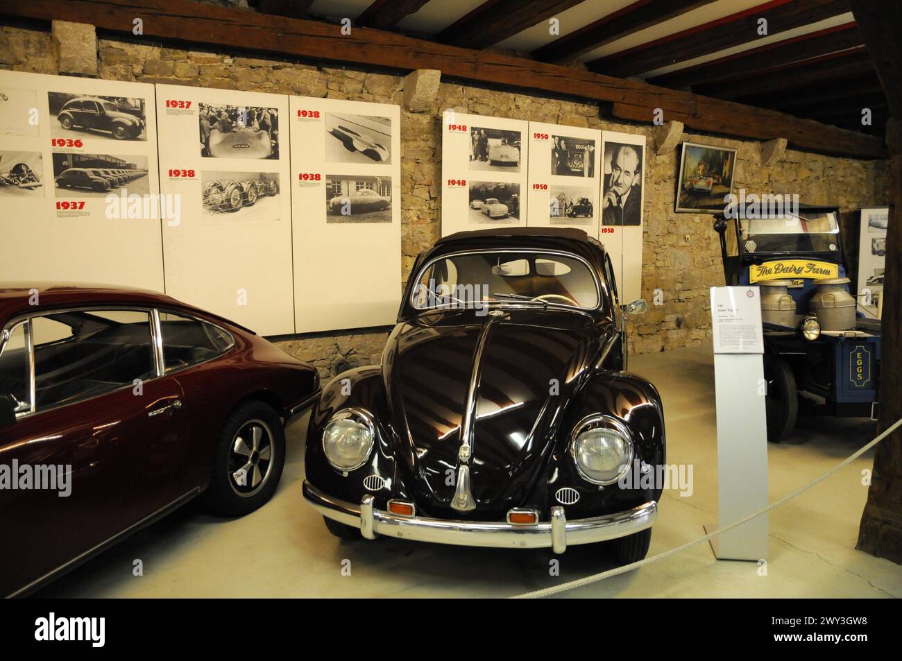 Deutsches Automuseum Langenburg, A black, classic Volkswagen Beetle ...