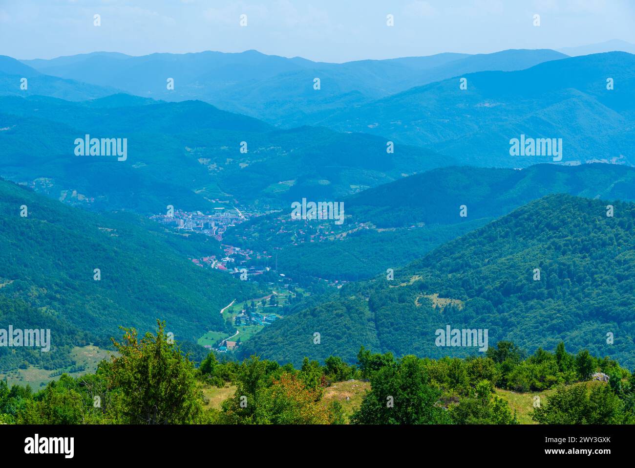 Panorama view of Bosnia countryside near Gorazde in Bosnia and ...