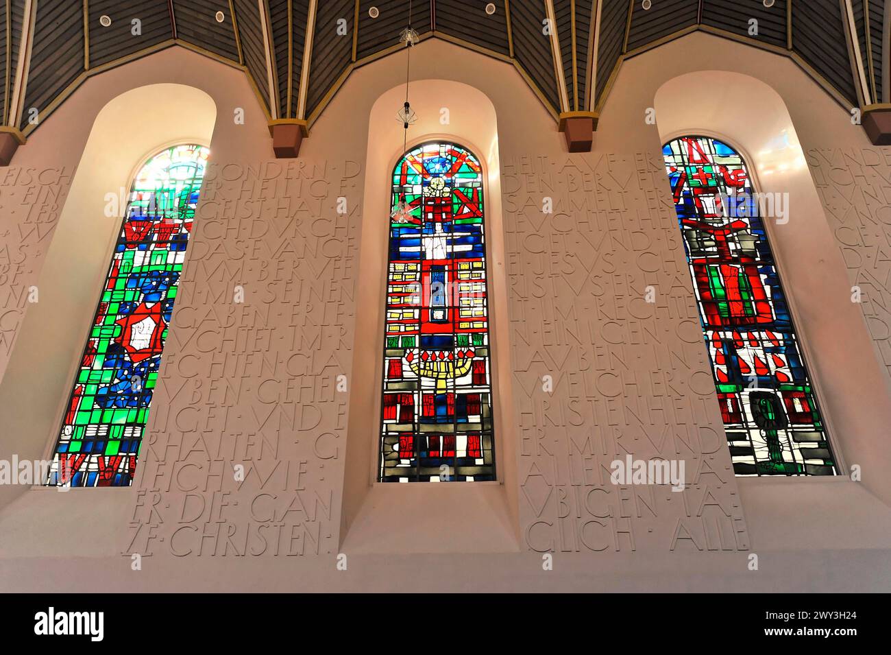 Speyer Cathedral, detailed view of the stained glass windows and the ...
