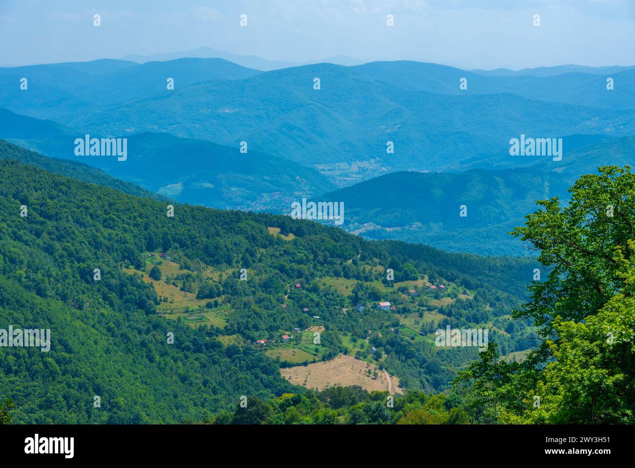 Panorama view of Bosnia countryside near Gorazde in Bosnia and ...