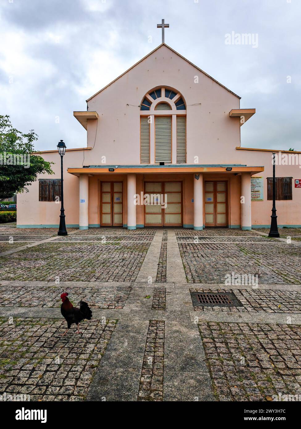 Deshaies, historic Caribbean wooden building of a street in Guadeloupe ...