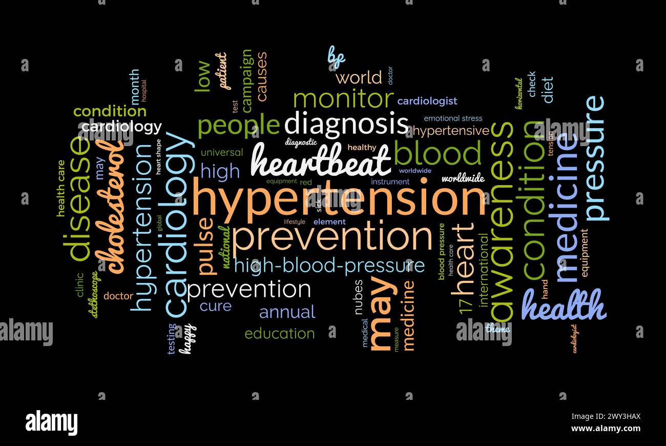 Hypertension word cloud template. Health awareness concept vector ...