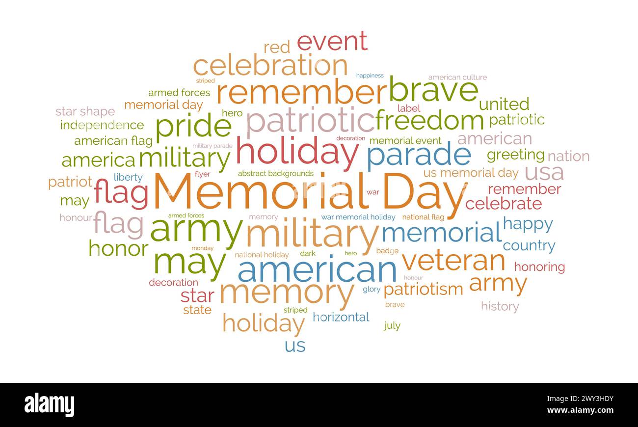 Memorial Day word cloud template. Federal awareness concept vector ...