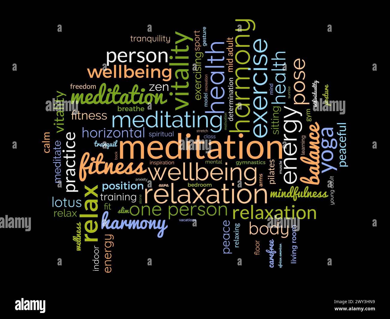 Meditation Day word cloud template. Health awareness concept vector ...