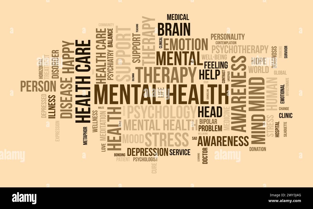 Mental Health word cloud template. Health awareness concept vector ...