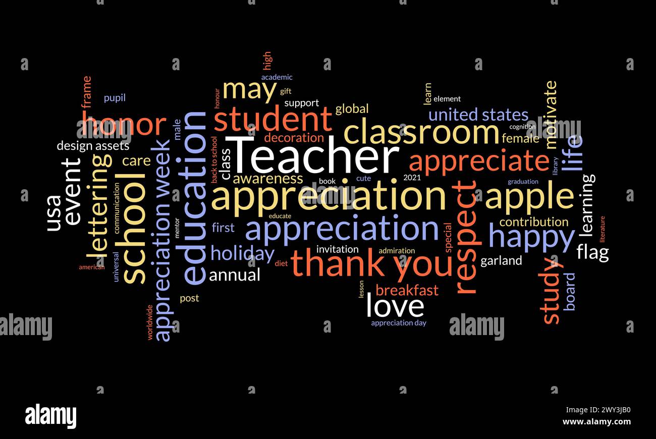 Teacher appreciation word cloud template. Education concept vector ...