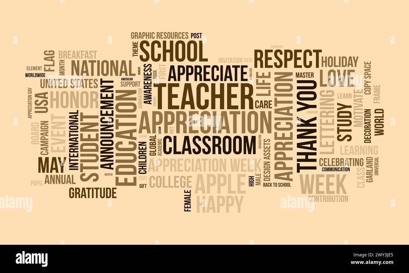 Teacher appreciation word cloud template. Education concept vector background Stock Vector Image ...