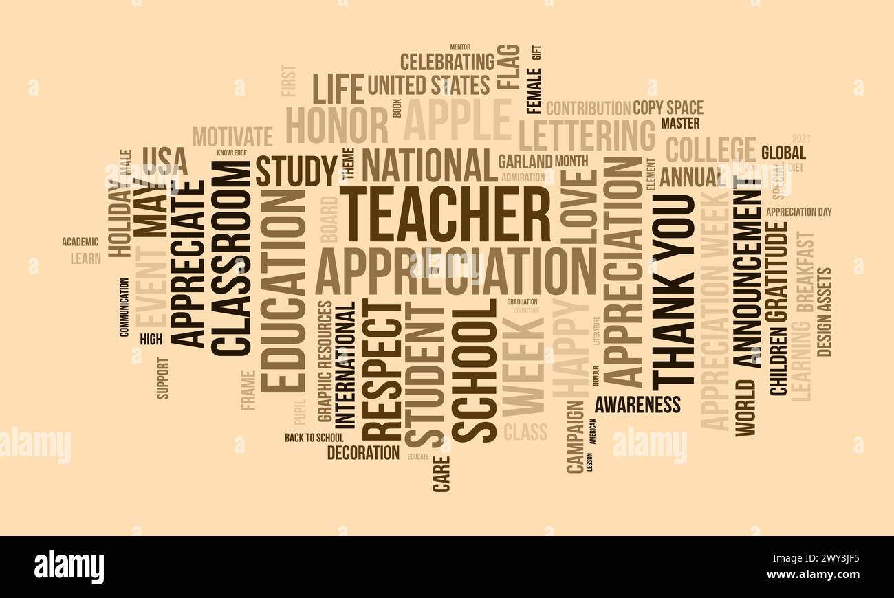 Teacher appreciation word cloud template. Education concept vector background Stock Vector Image ...