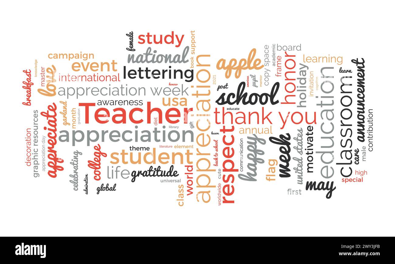 Teacher appreciation word cloud template. Education concept vector ...