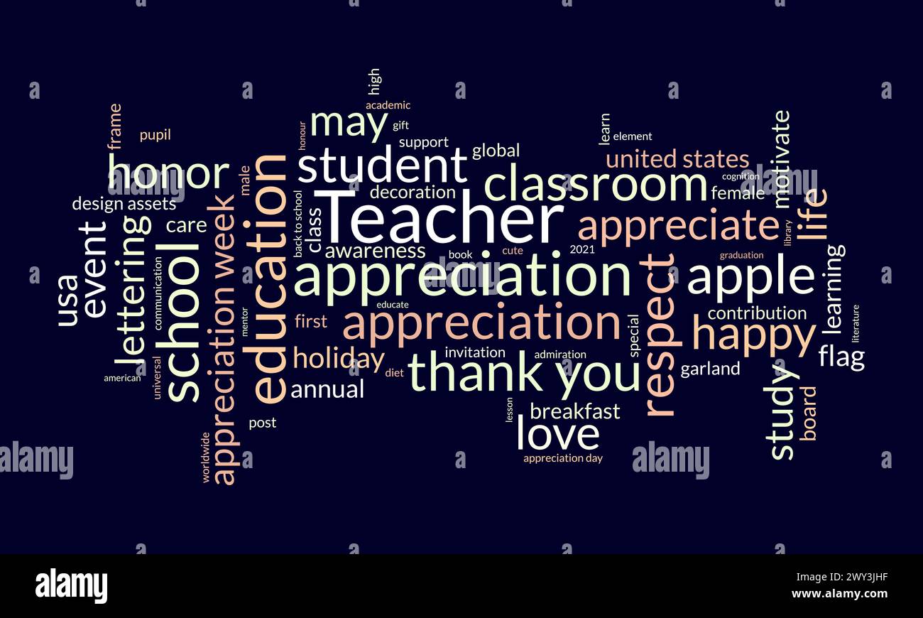 Teacher appreciation word cloud template. Education concept vector background Stock Vector Image ...
