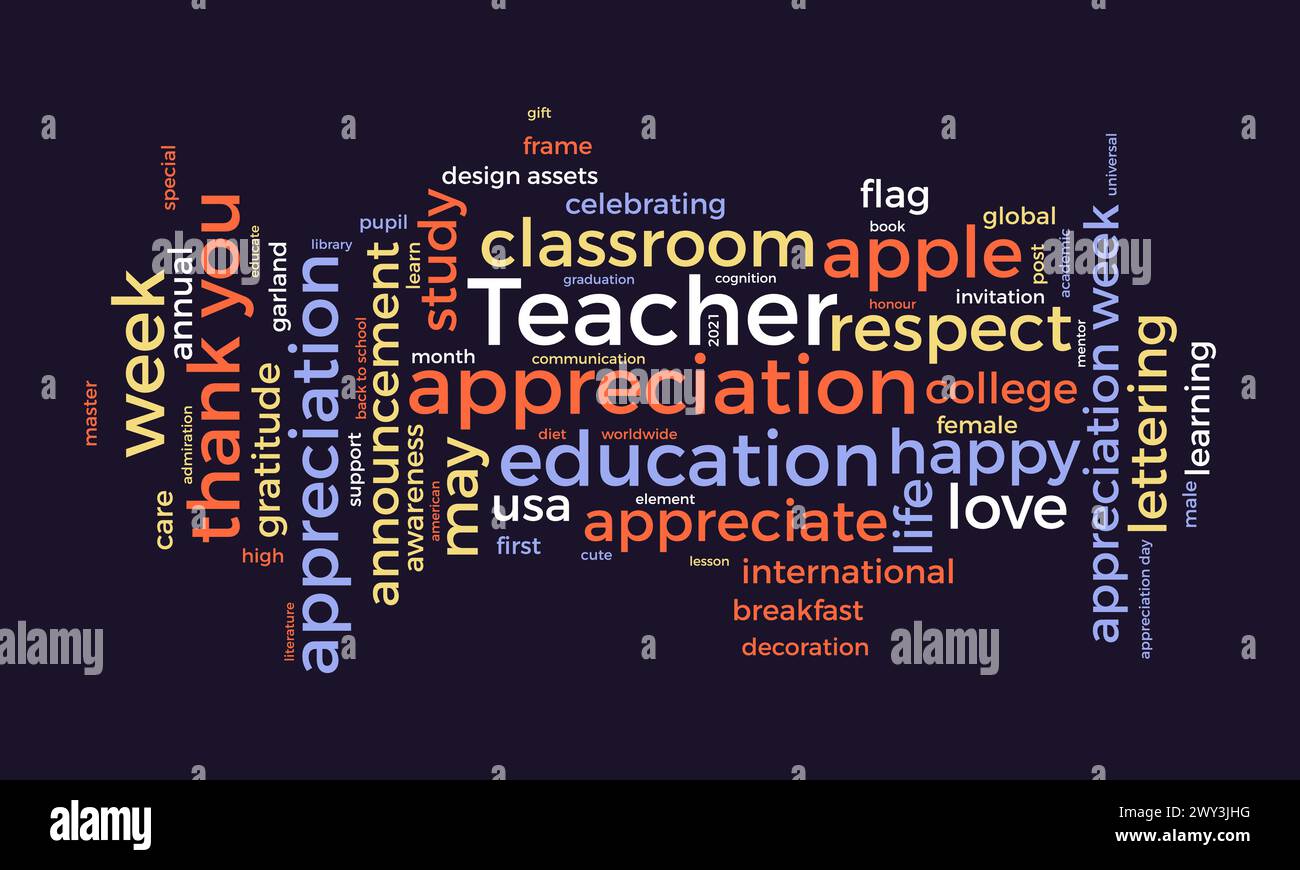 Teacher appreciation word cloud template. Education concept vector ...