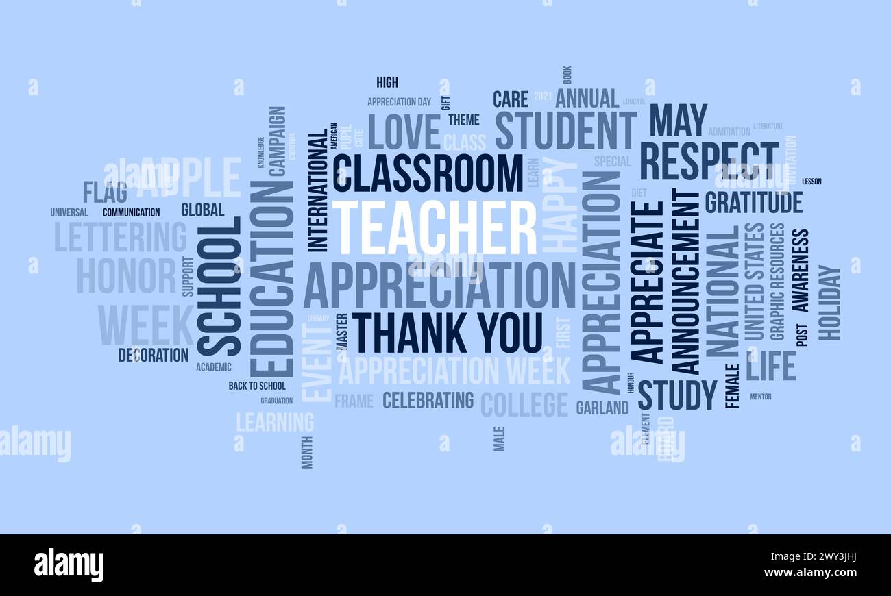 Teacher appreciation word cloud template. Education concept vector background Stock Vector Image ...