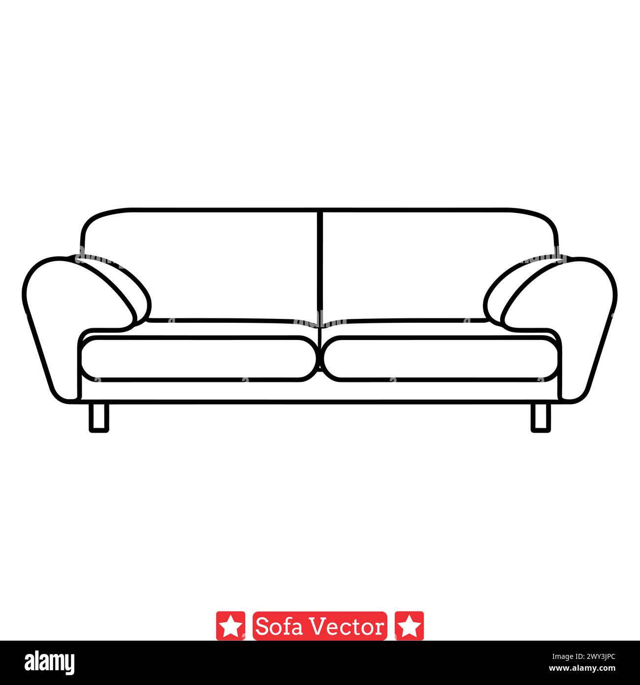 Stylish Sofa Outline Vector Set Fashionable Furniture Silhouettes for ...