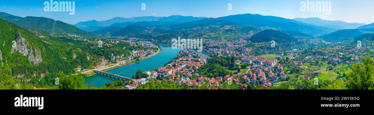 Panorama view of Visegrad town in Bosnia and Herzegovina Stock Photo ...