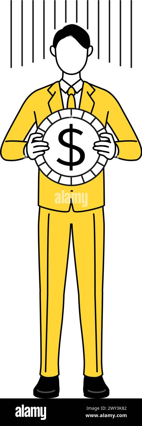 Simple line drawing illustration of a businessman in a suit, an image ...