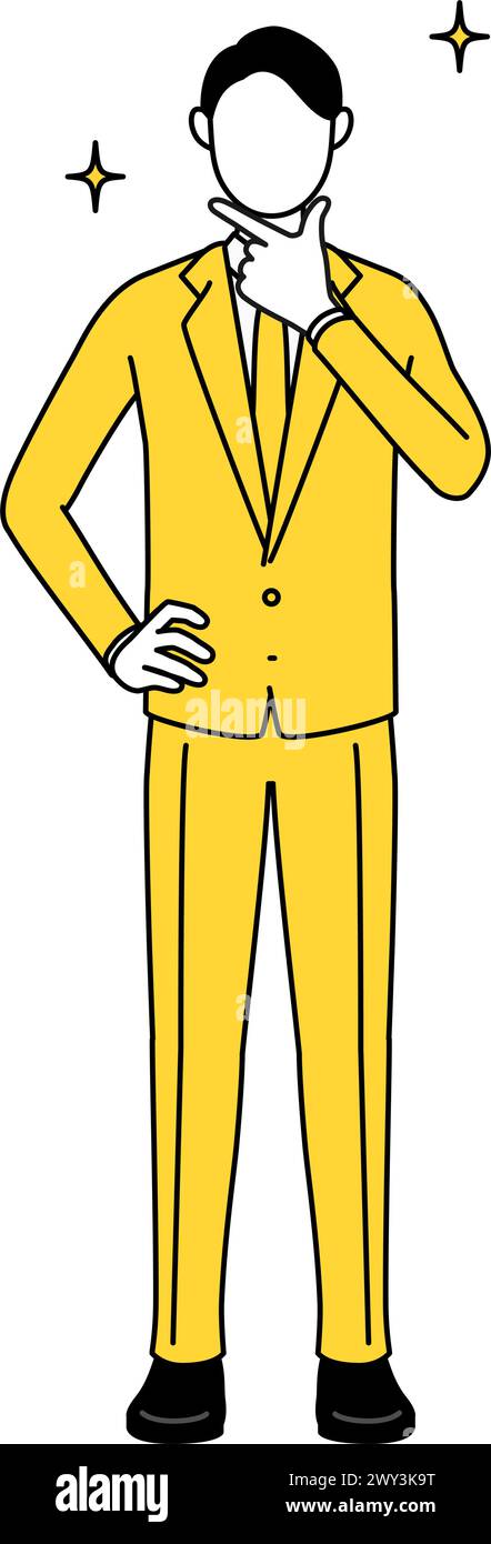 Simple line drawing illustration of a businessman in a suit in a ...